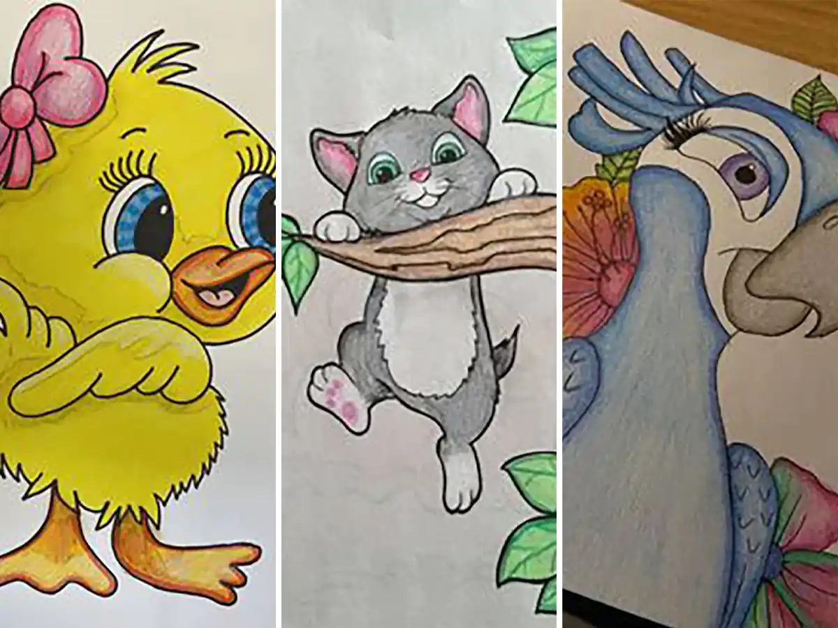 نقاشی کودکانه ساده و آسان دخترانه - عکس نودی