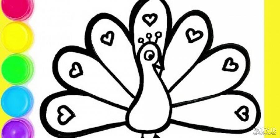 نقاشی طاووس کودکانه ساده - عکس نودی